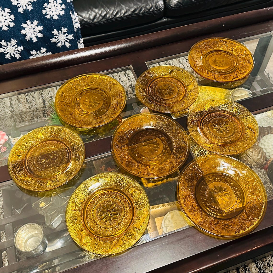 Vintage Tiara Crystal Amber Glass 38-piece Dinnerware Set - Etsy