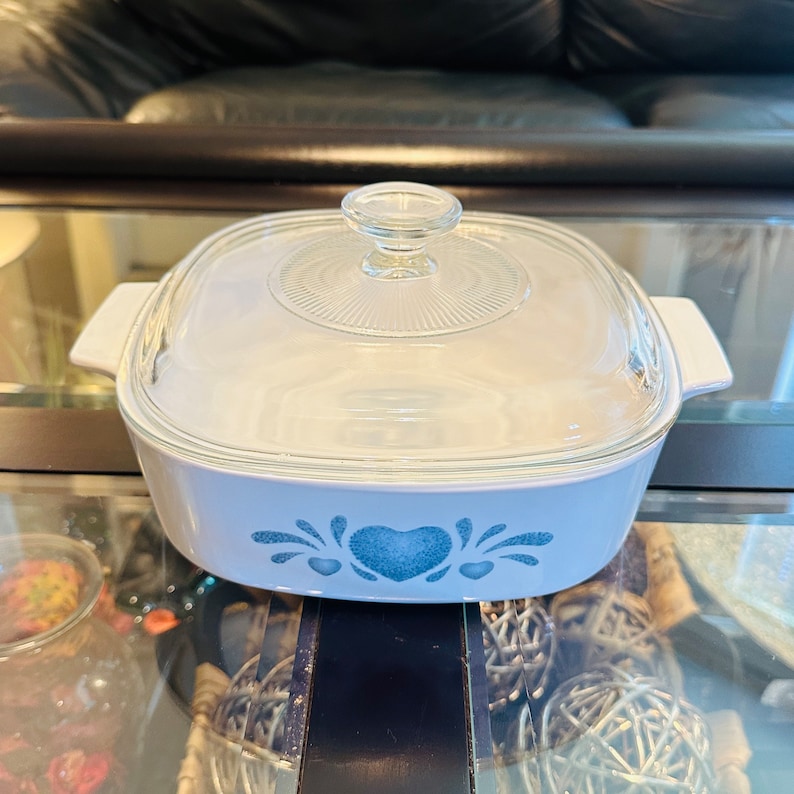 Vintage Corningware Blue Hearts 2 Quart Casserole Dish - Classic Blue ...