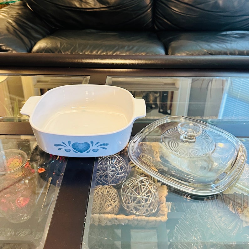 Vintage Corningware Blue Hearts 2 Quart Casserole Dish - Classic Blue ...