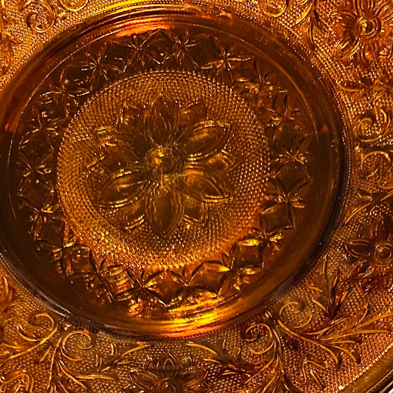 Vintage Amber Indiana Glass Daisy Dinner Plates – Set of 4 Mid-century ...