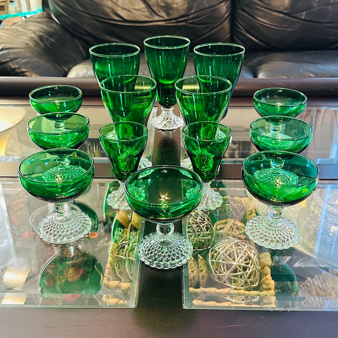 Vintage Anchor Hocking Forest Green Burple Glass | Collectible Mid ...