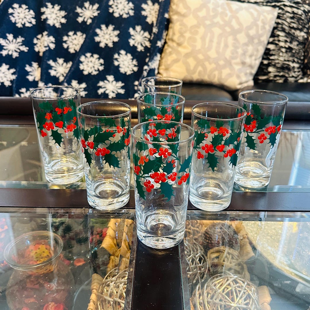 Vintage Libbey Christmas Tree Glass Tumblers – Set of 4 Holiday ...