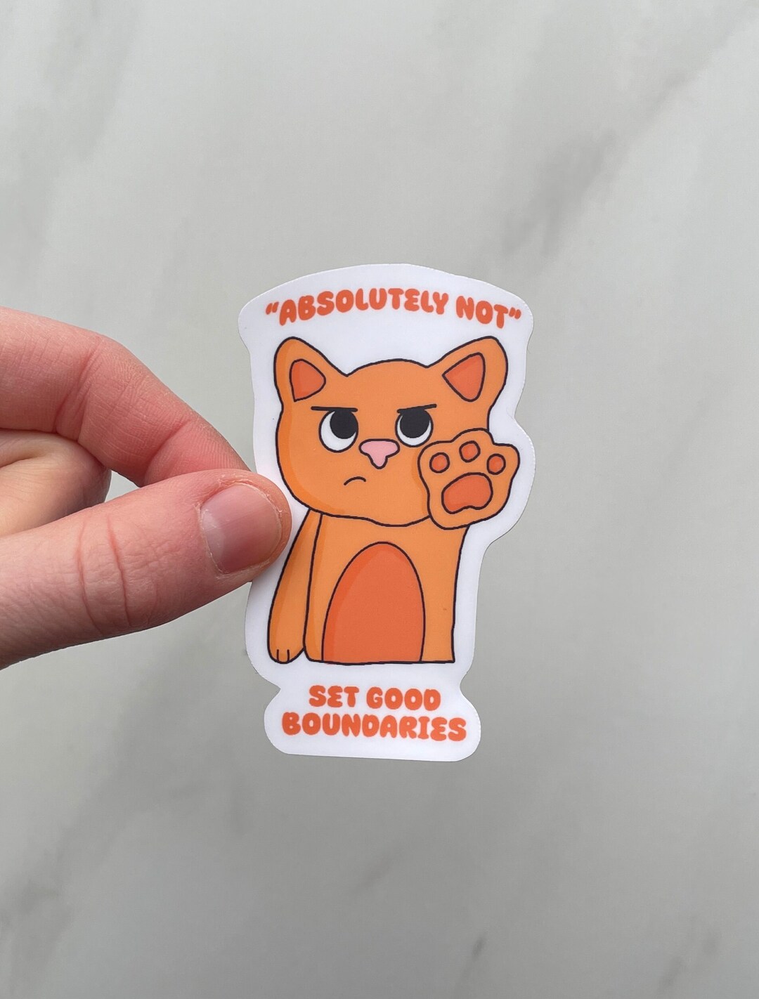 Cute Orange Cat good Boundaries Sticker Cute Meme Sticker for Laptop ...