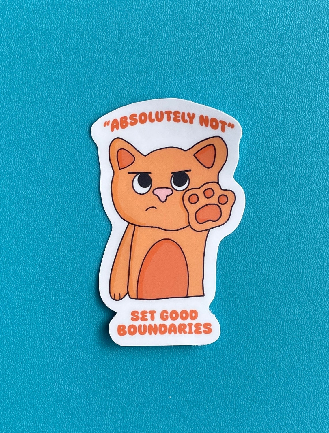Cute Orange Cat "good Boundaries" Sticker - Cute Meme Sticker for ...