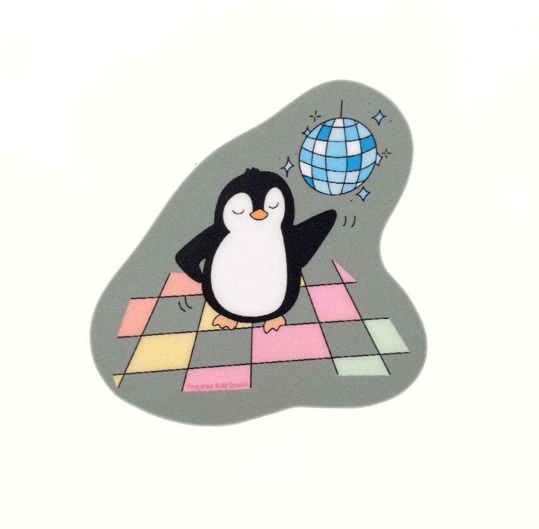 Cute Penguin Dancing Under a Disco Ball Sticker | Funny Animal Sticker ...
