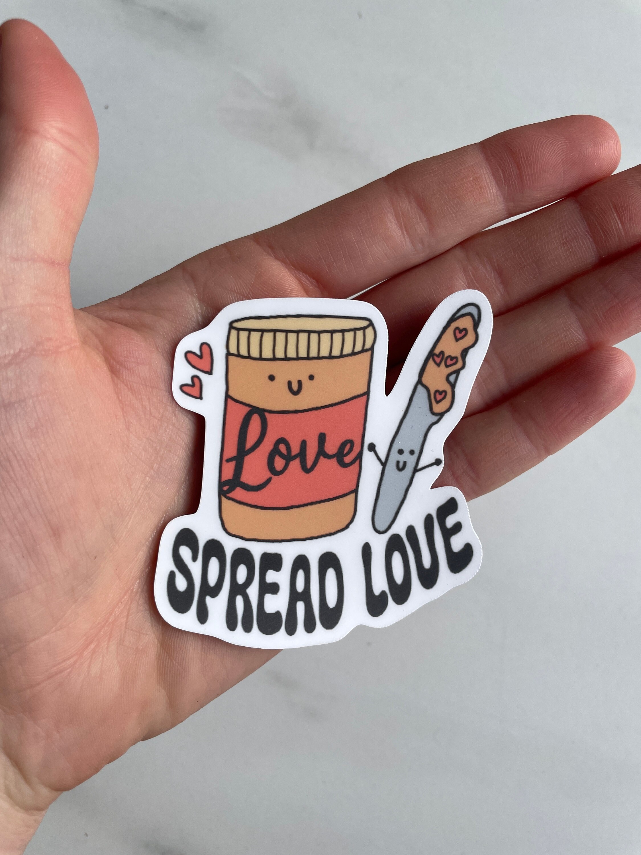 Spread Love Vinyl Sticker | Cute Peanut Butter Sticker for Laptop ...