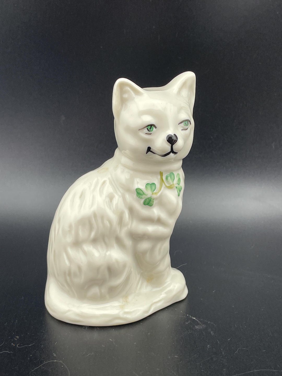 Vintage Belleek Porcelain Cat Figurine, Shamrock Detail - Etsy