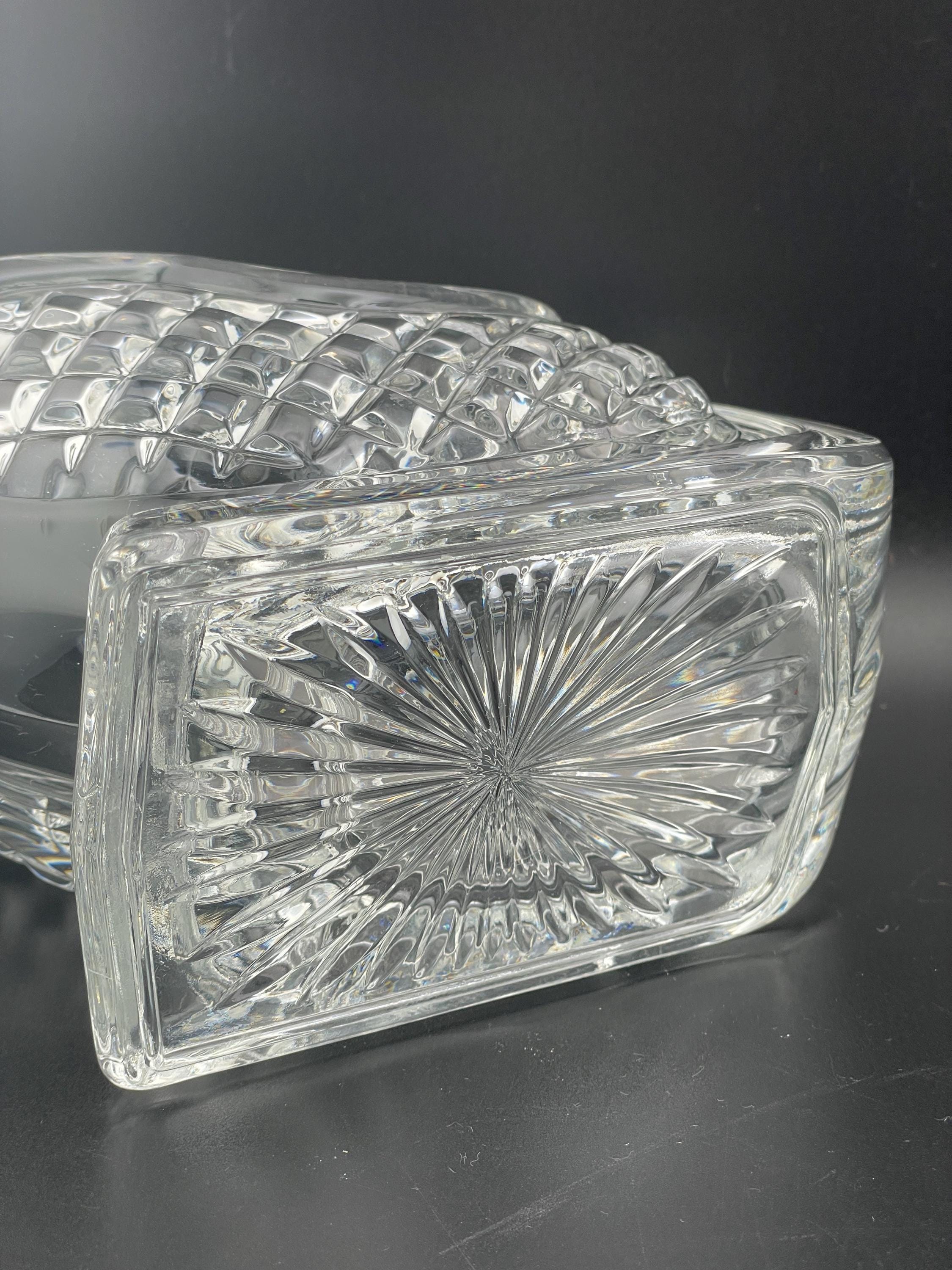 Vintage Crystal Glass Sleigh Sled Candy Nut Dish Vase Vintage Holiday ...
