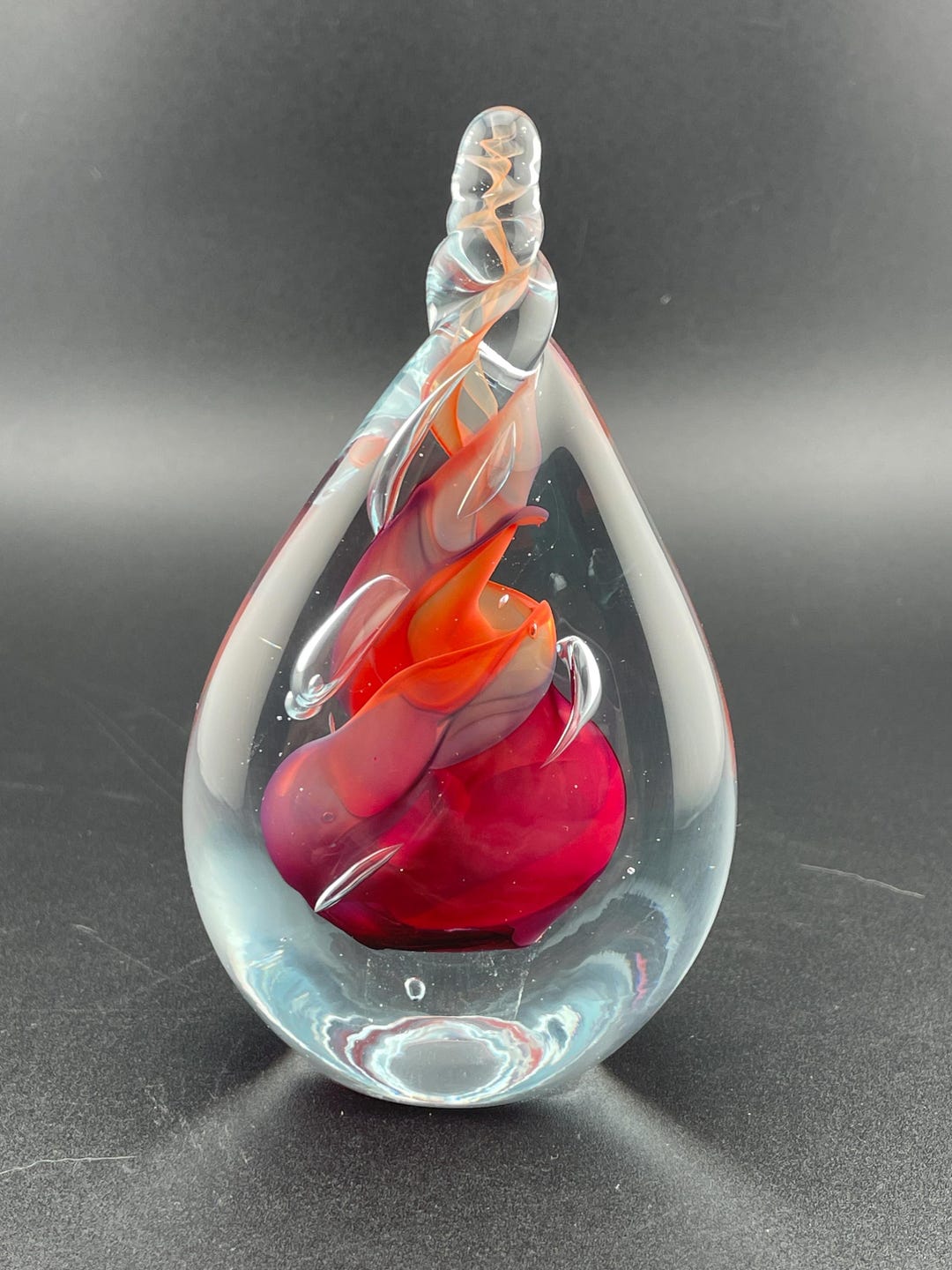Vintage Signed Adam Jablonski Art Glass Paperweight Teardrop Sculpture ...