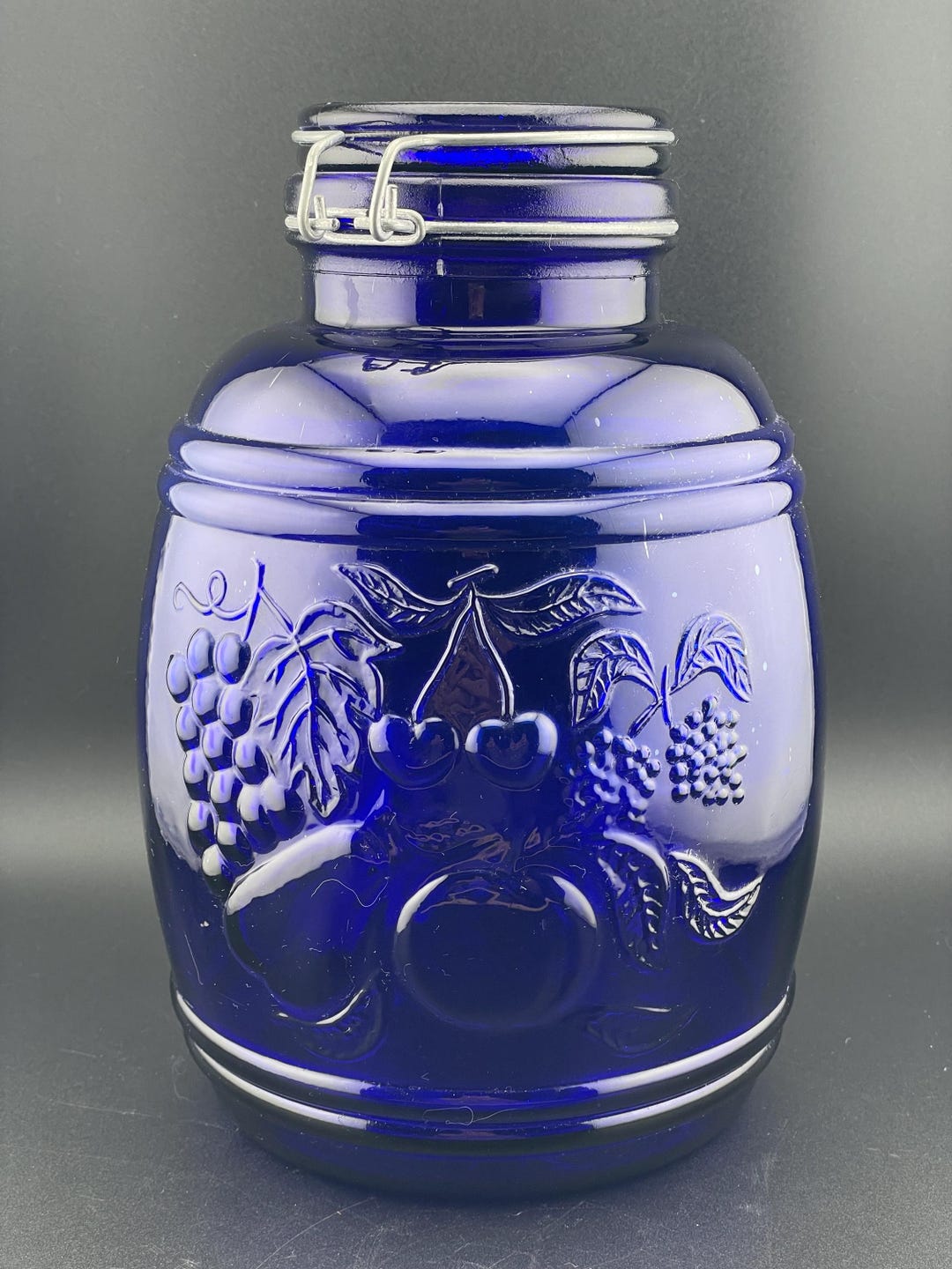 Gallon Vintage Cobalt Blue Jar With Lid. - Etsy