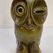 Vintage Haeger Ceramic Avocado Green Winking Eye Owl Saving Figural ...