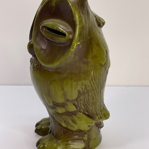 Vintage Haeger Ceramic Avocado Green Winking Eye Owl Saving Figural ...