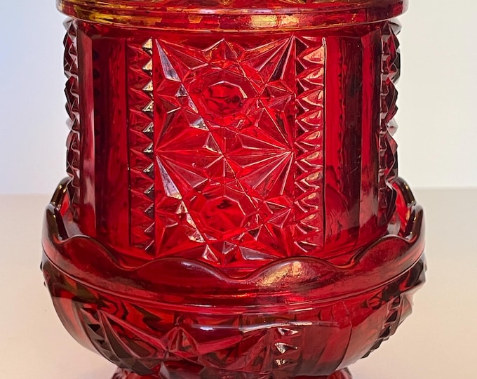 Vintage Indiana Glass Large Ruby Cranberry Red Glass Fairy Light Stars ...