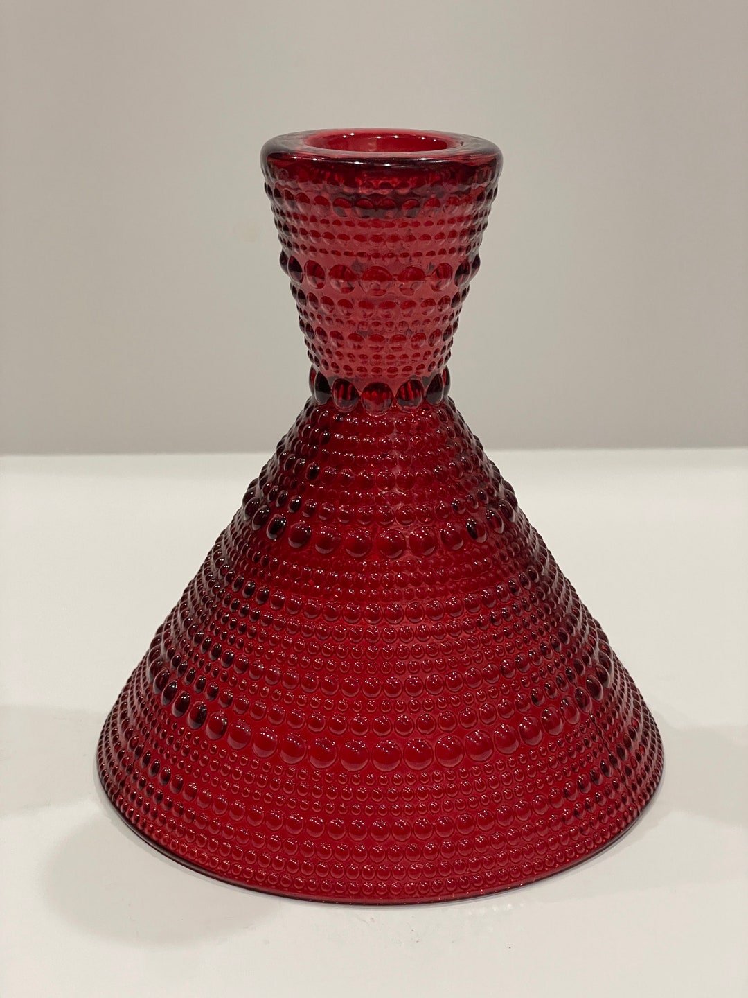 RARE Ruby Red Hobnail Taper Candlestick Holder - Etsy