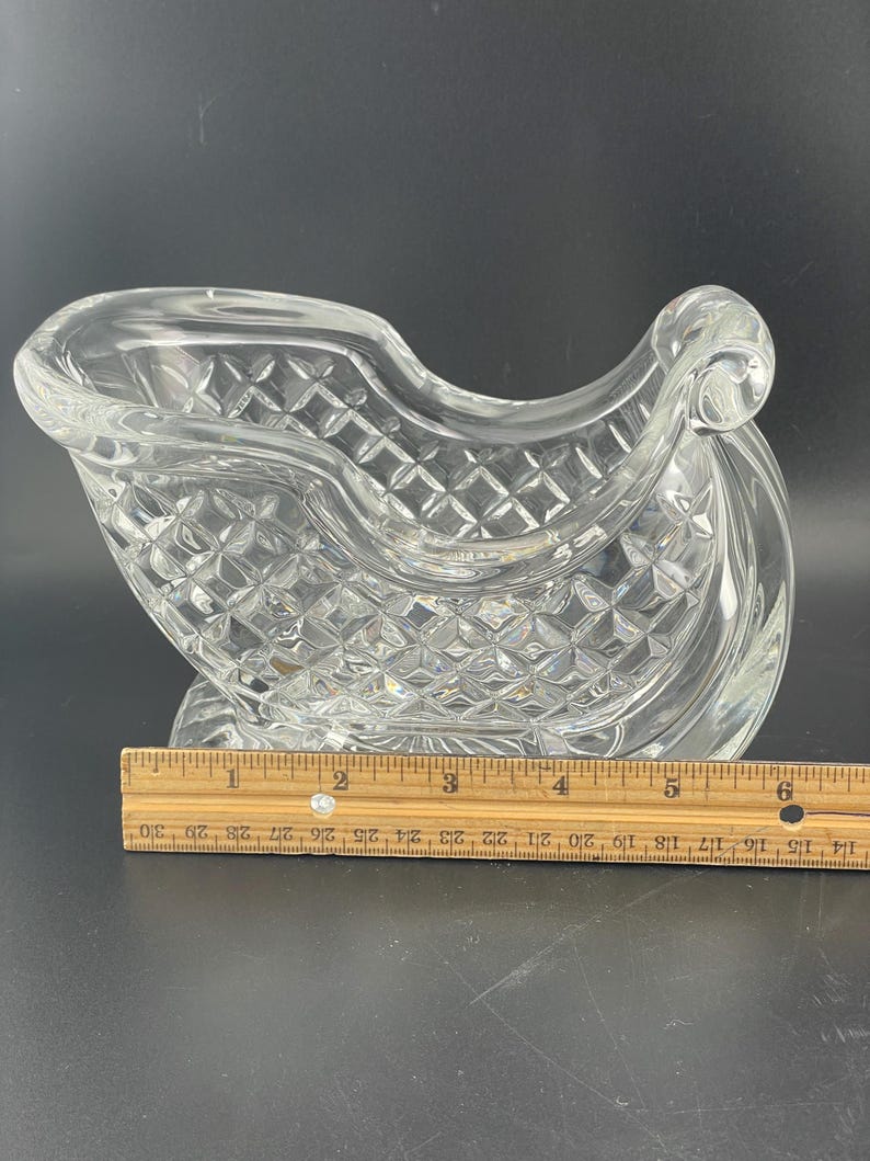 Vintage Crystal Glass Sleigh Sled Candy Nut Dish Vase Vintage Holiday ...