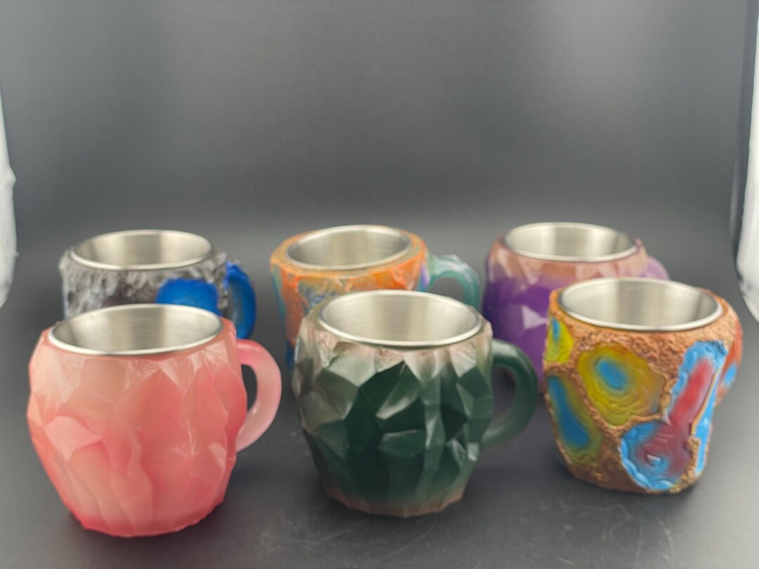 Set of Six Geode Crystal Mineral Mugs Stainless - Etsy