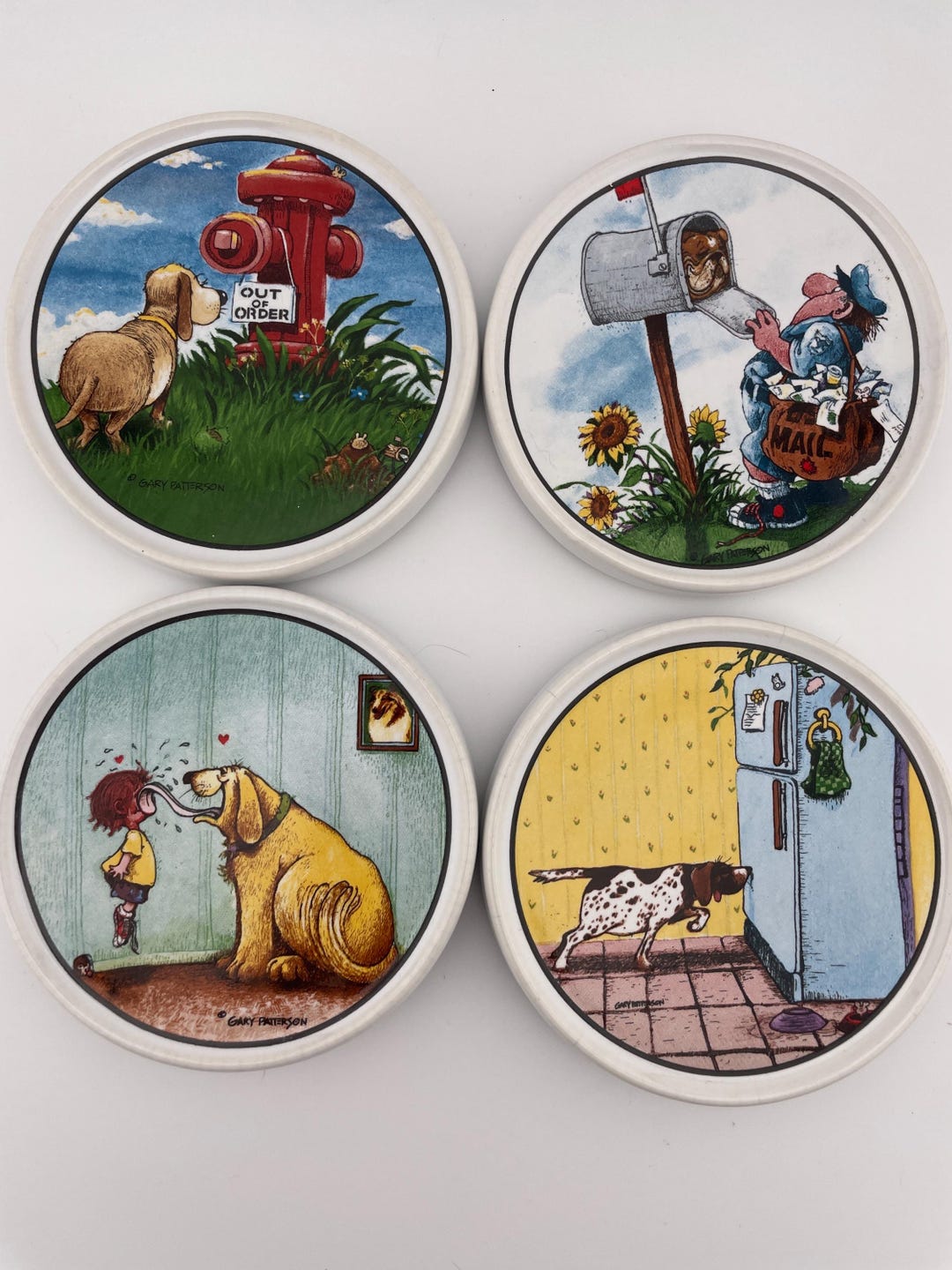 Vintage Set of 4 Gary Patterson Clay Design Coasters 4” Diameter - Etsy