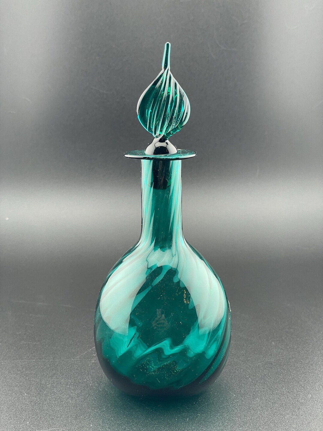 Vintage Soffiato A Bocca Glass Emerald Green Perfume Bottle Made in ...