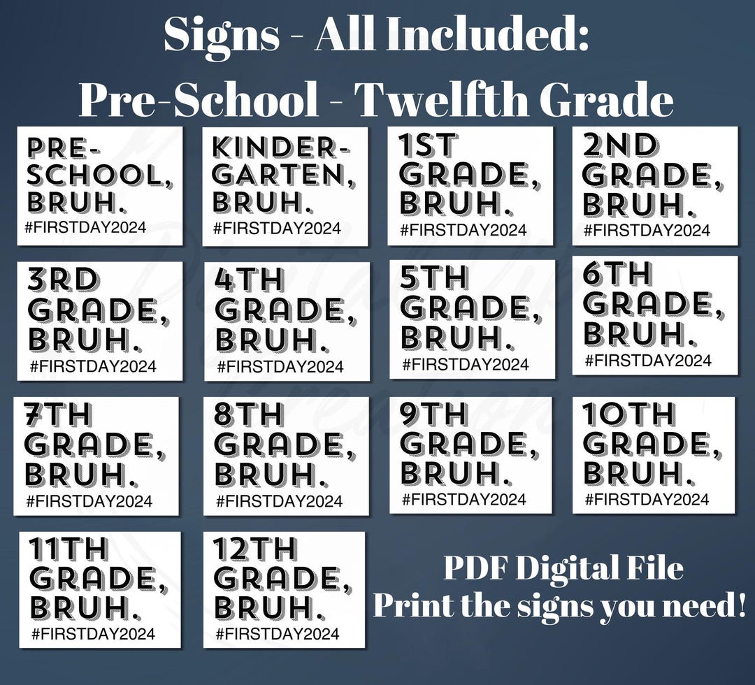 Bruh First Day of School Sign, Printable School Sign, Bruh Back to ...