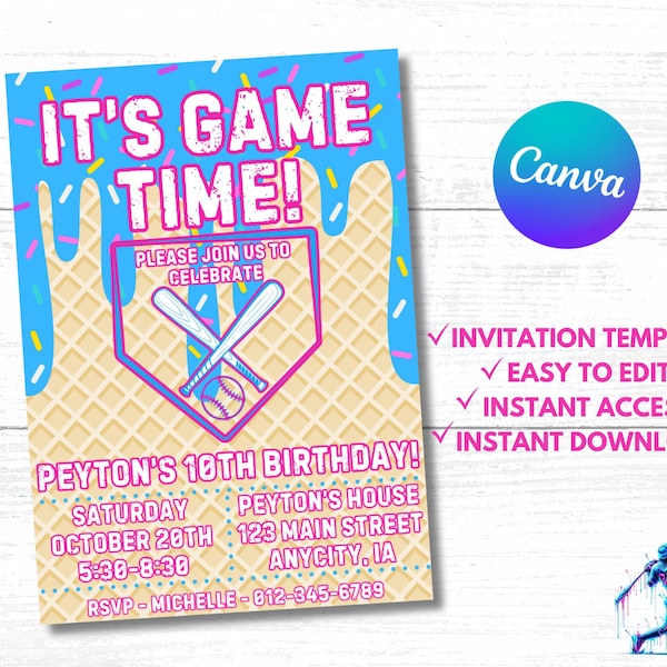 Ice Cream Drip Baseball - Etsy