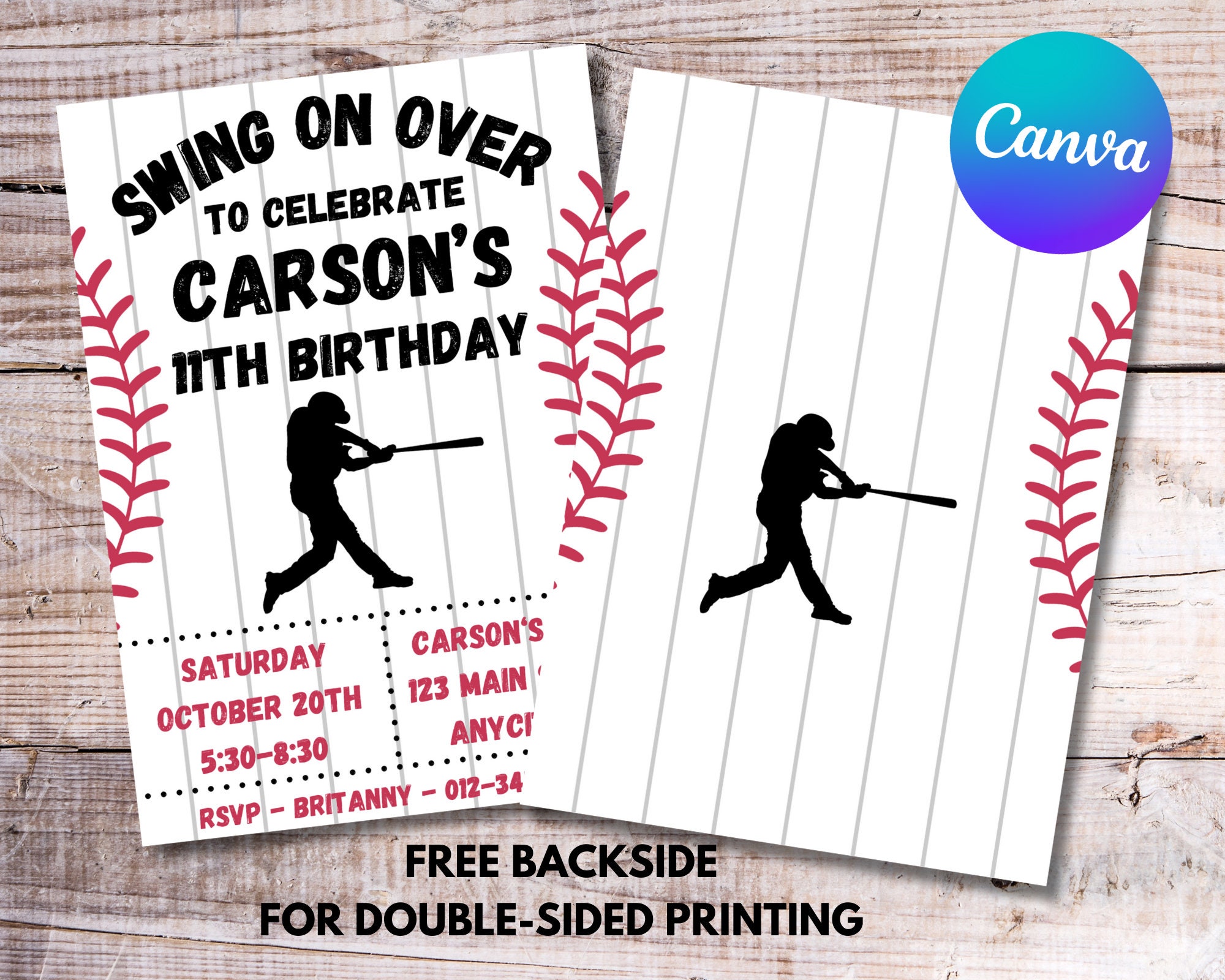 Baseball Birthday Party Invitation, Editable Template, Digital Baseball ...