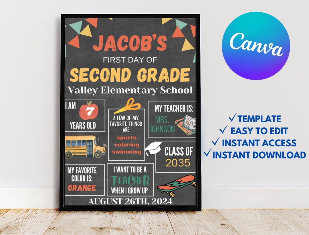 Back to School Sign Editable Template, First Day of School Sign ...
