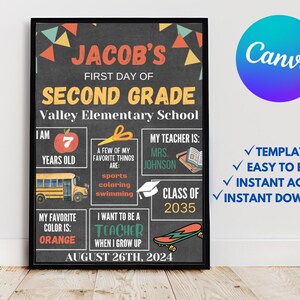 Back to School Sign Editable Template, First Day of School Sign ...