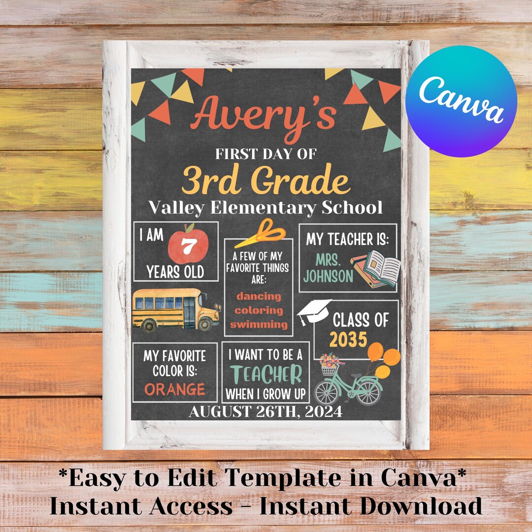 First Day of School Sign Editable, Back to School Sign Editable ...