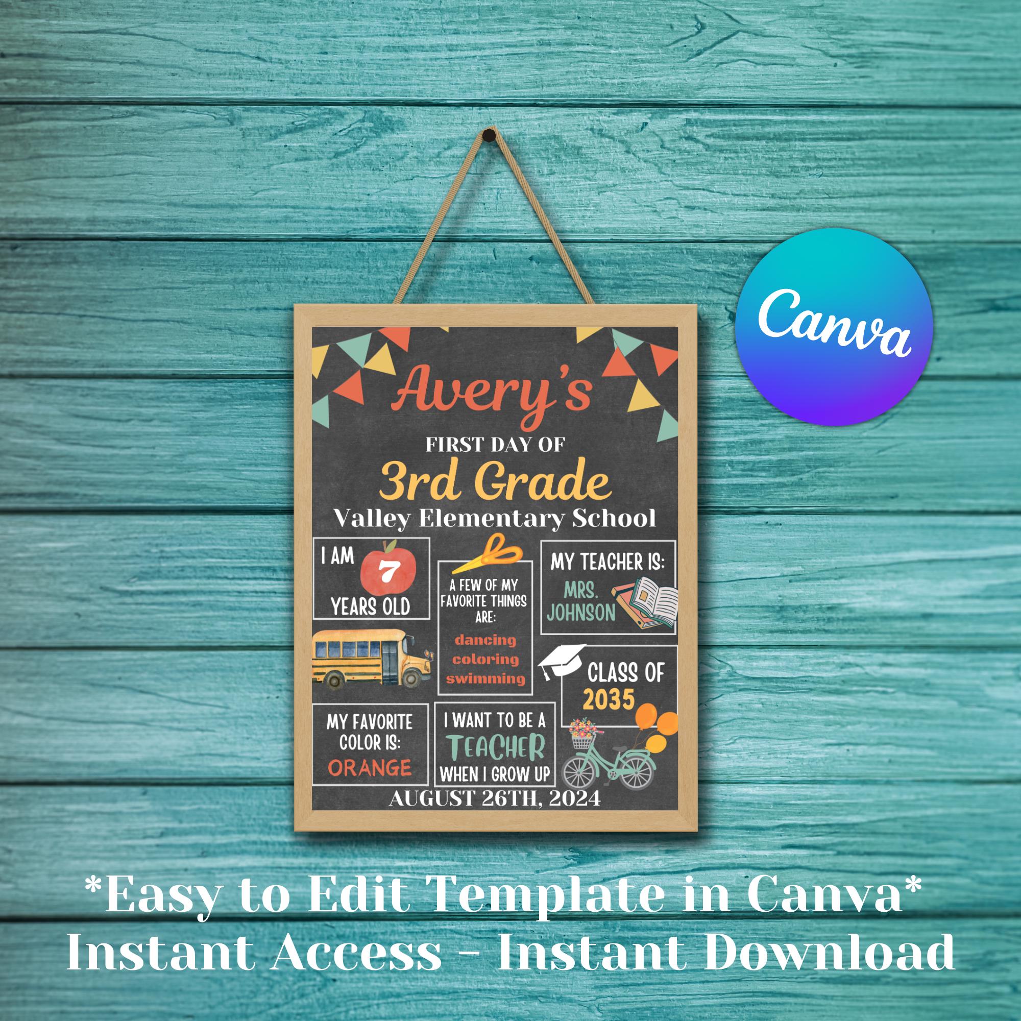 First Day of School Sign Editable, Back to School Sign Editable ...