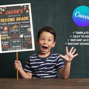 Back to School Sign Editable Template, First Day of School Sign ...