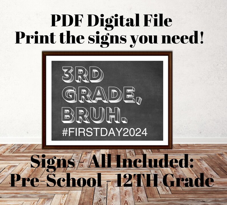 Bruh First Day of School Sign, Printable Bruh School Sign, Back to ...