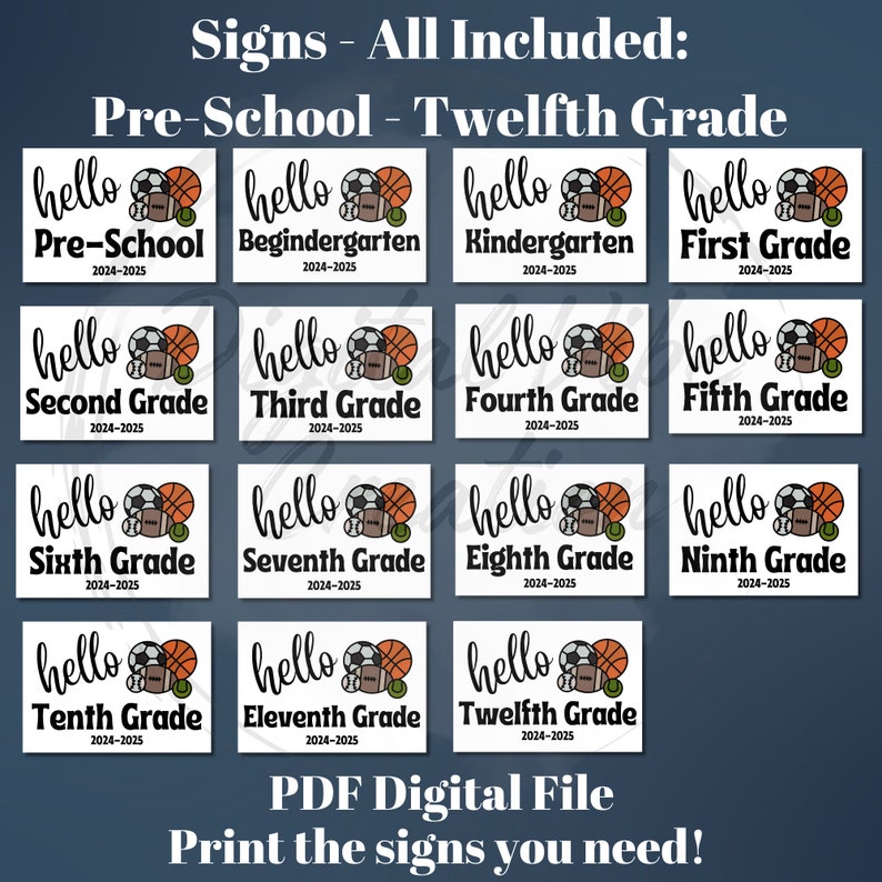 Back to School Signs, First Day of School Sign, All Grades Included ...