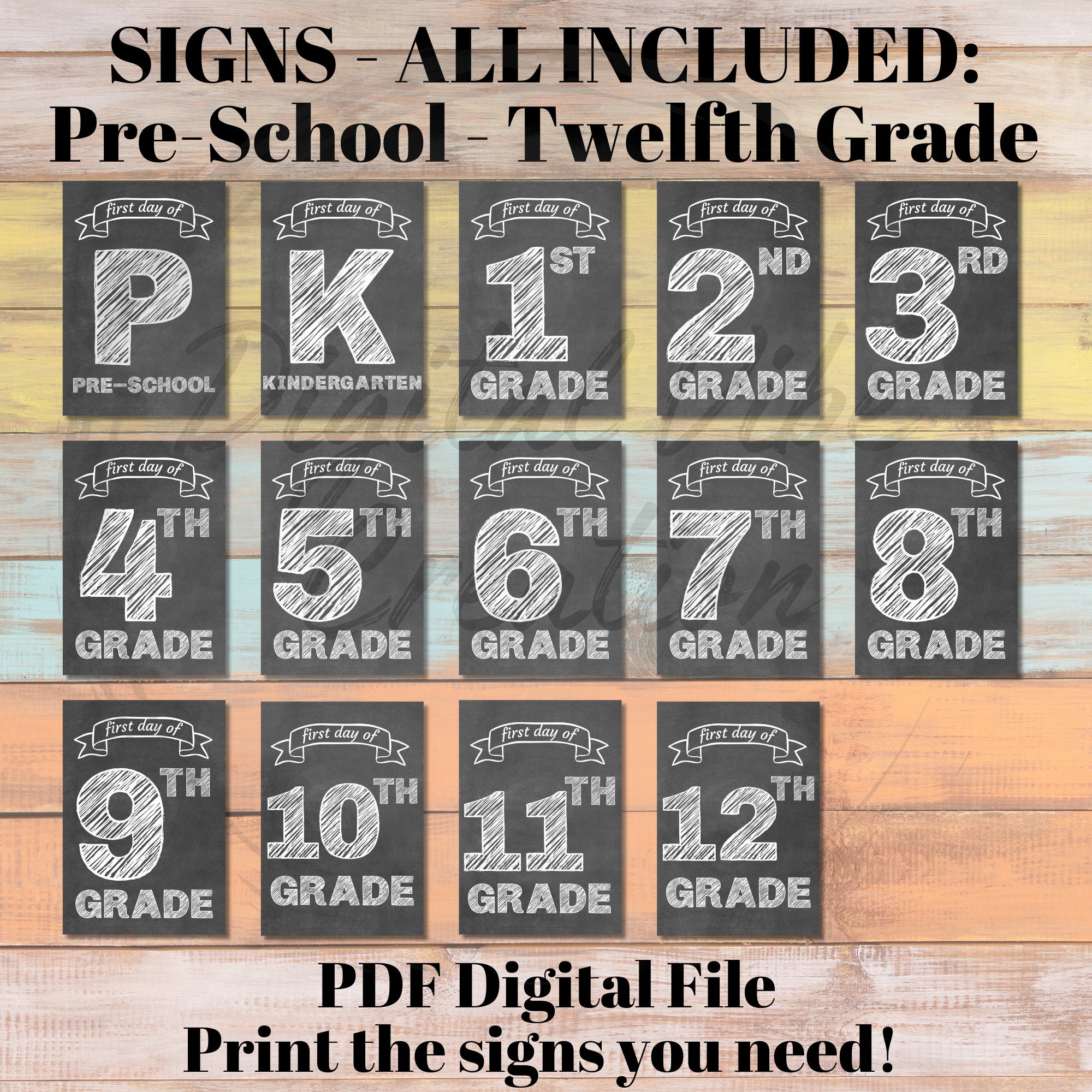 Back to School Signs, First Day of School Sign, All Grades Included ...