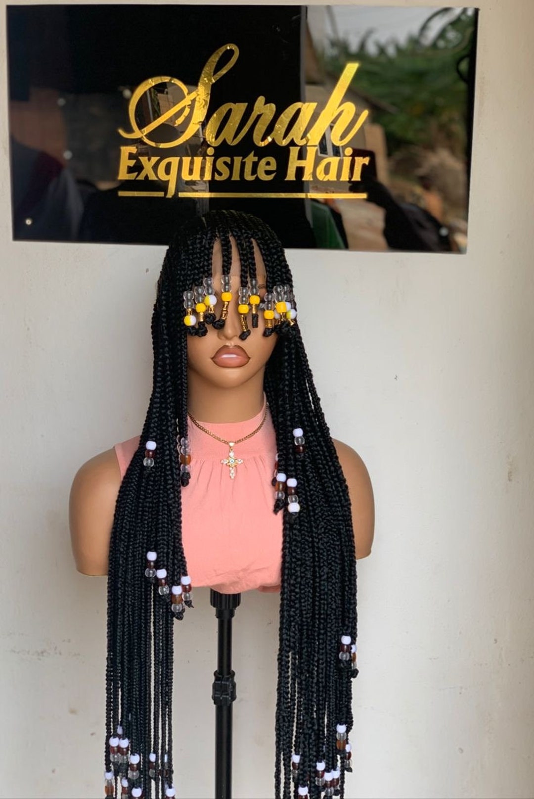 Braids Wig With Beads, Fringe Hair With Beads, Full Lace Wig ...