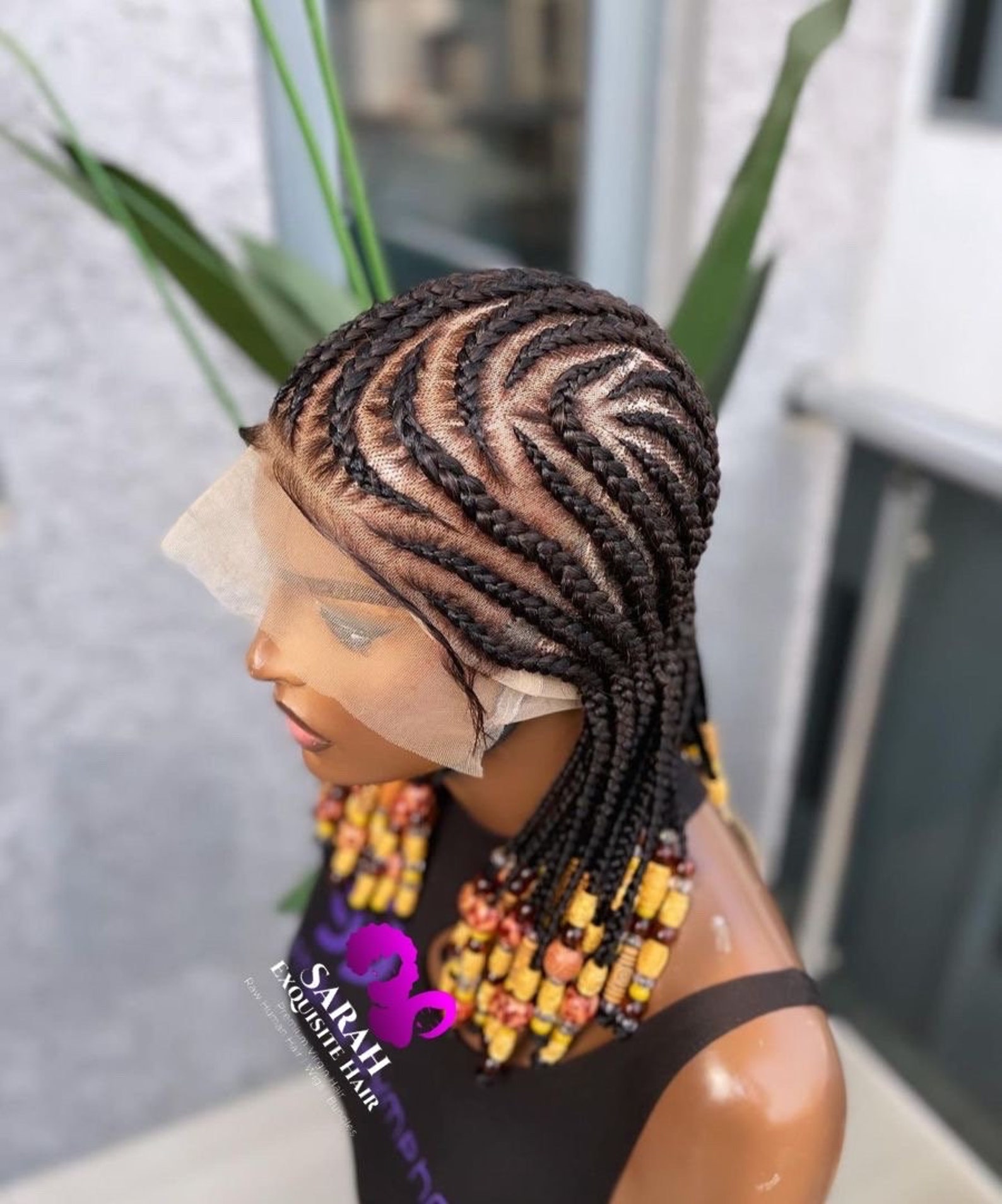 Full Lace Allback Braided Wig With Beads - Etsy