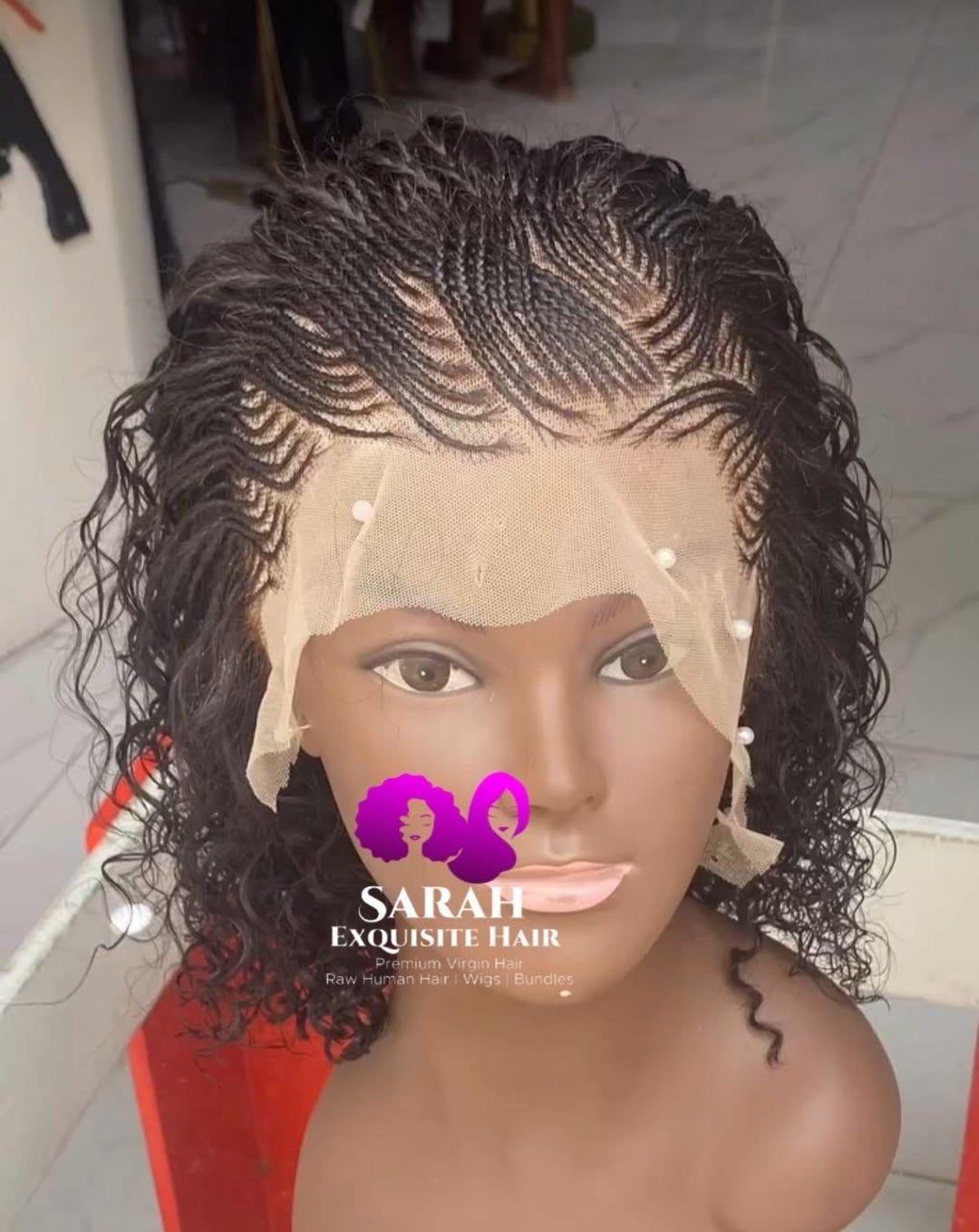 Handmade Human Hair Braided Wig, Curly Lace Front, Glueless - Etsy