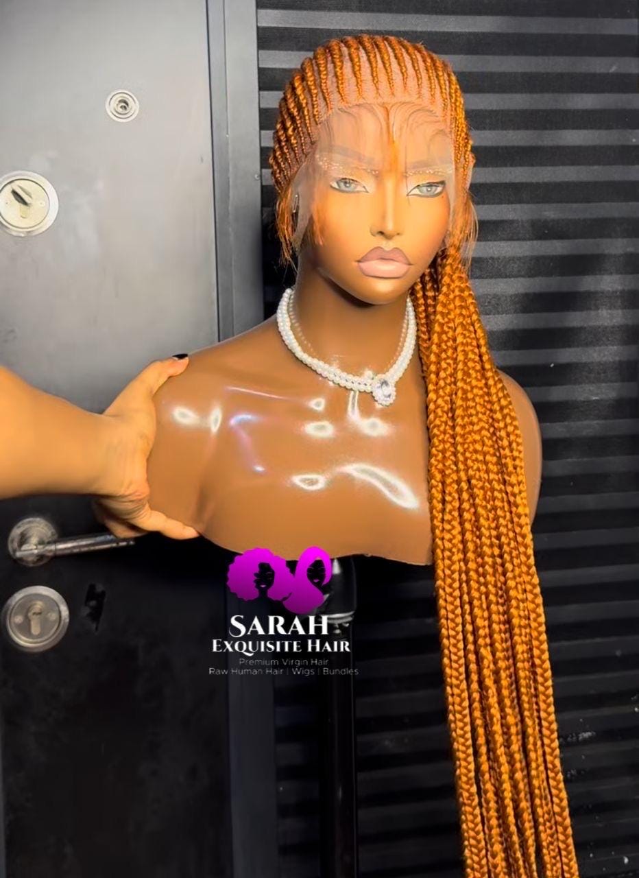 Ginger Braided Full Lace Wig: Orange Boho Braids, Baby Hair - Etsy