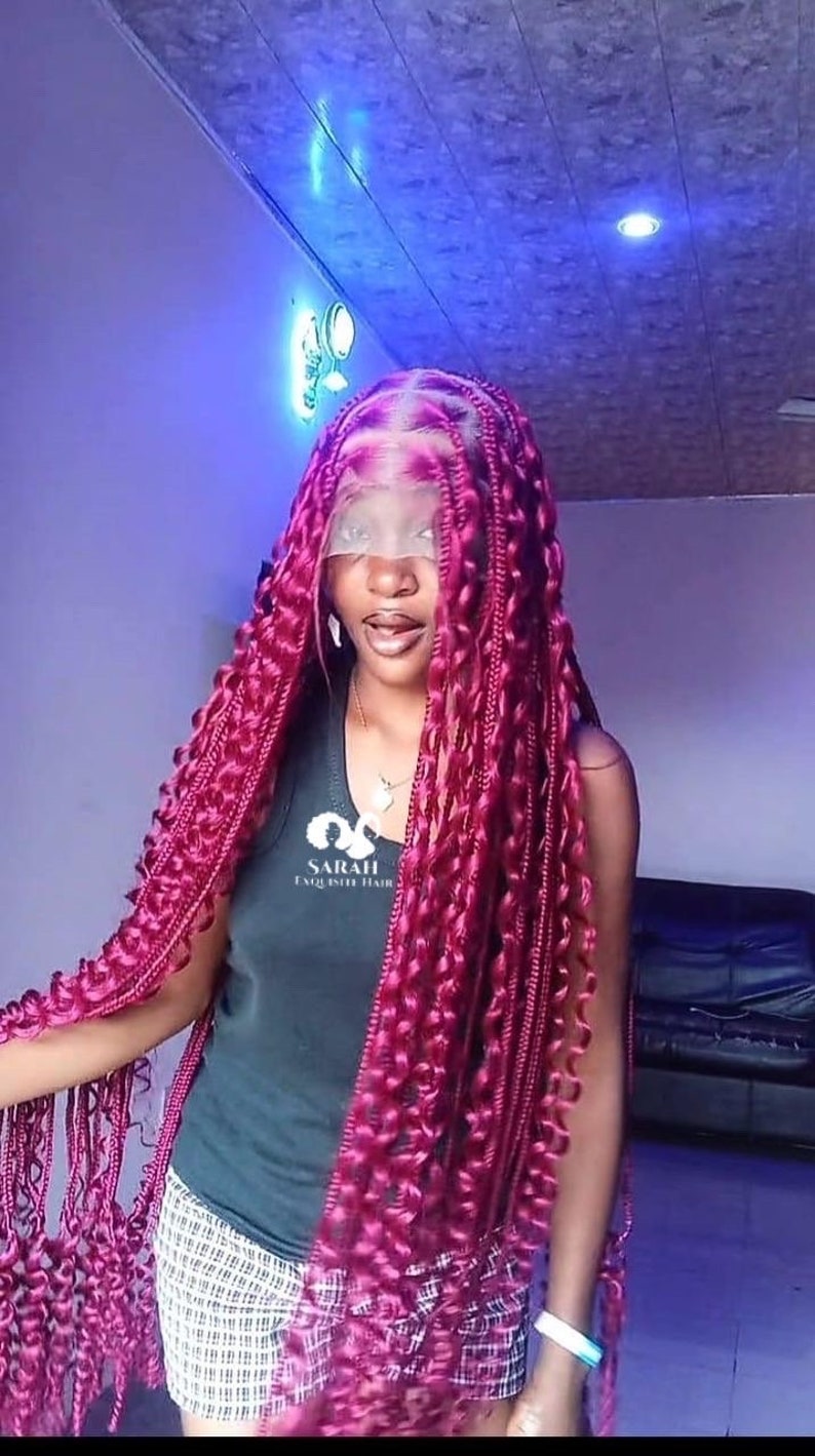 Cornrows Twist, Trending Braids, Red Color Wig for Black Women ...