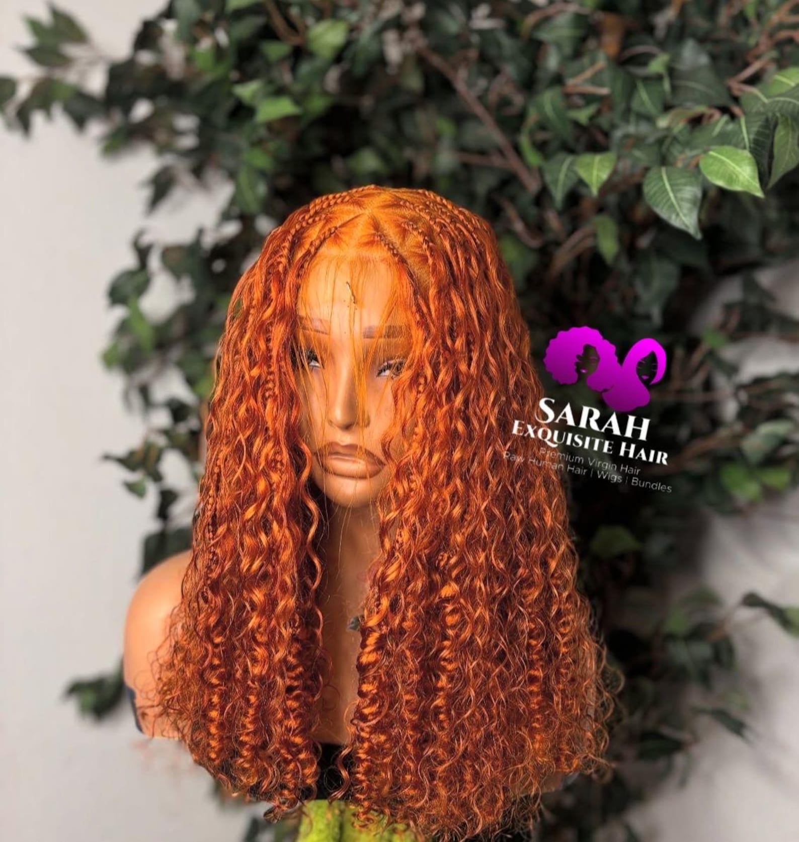 Ginger Boho Braided Wig: Curly Carrot Color Full Lace Wig - Etsy