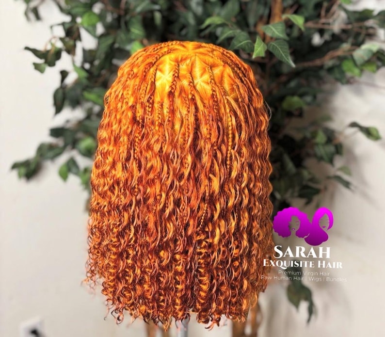 Ginger Boho Braided Wig: Curly Carrot Color Full Lace Wig - Etsy