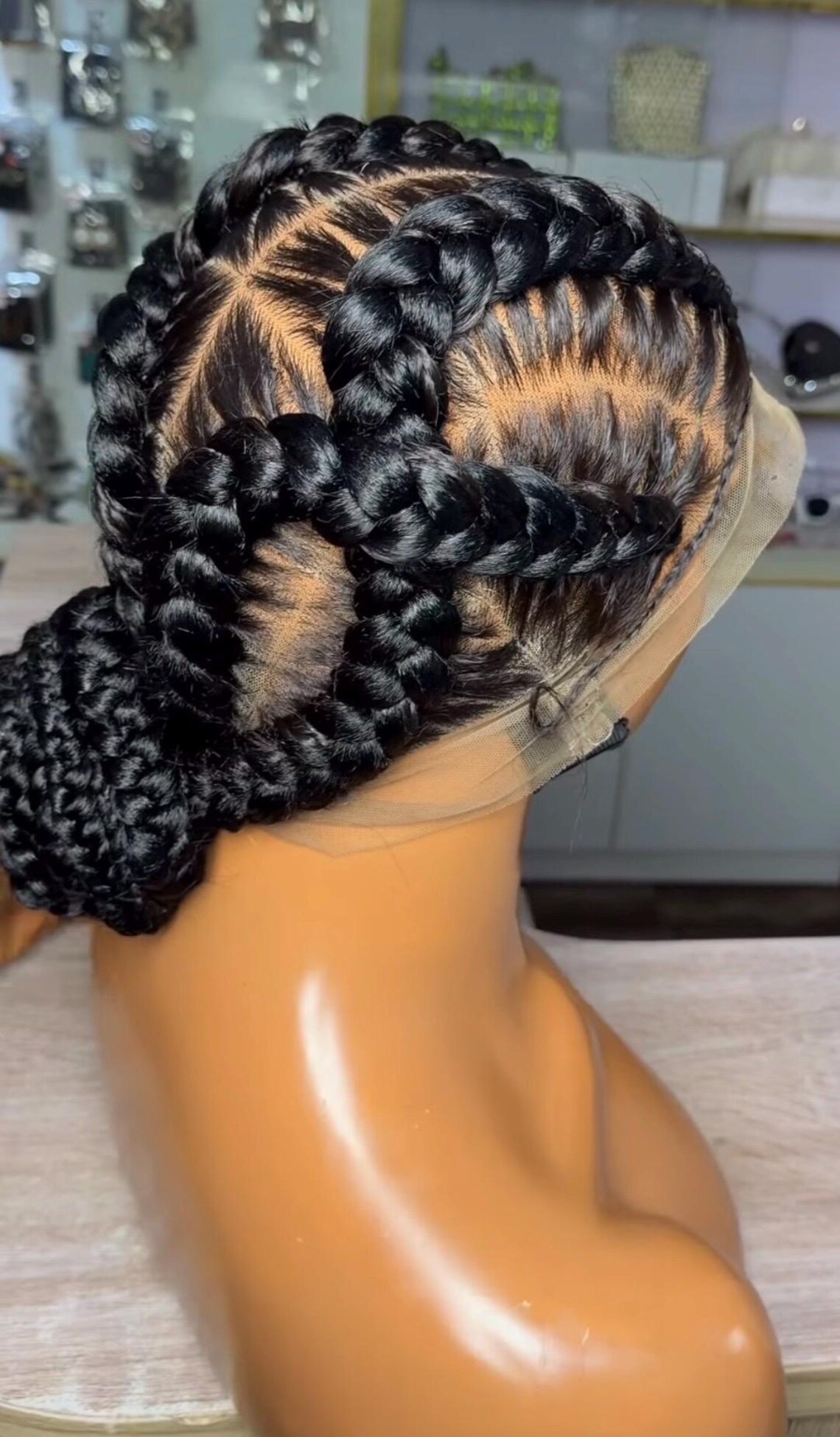 Handmade Cornrow Braided Wig | Natural Scalp, Low Bun - Etsy