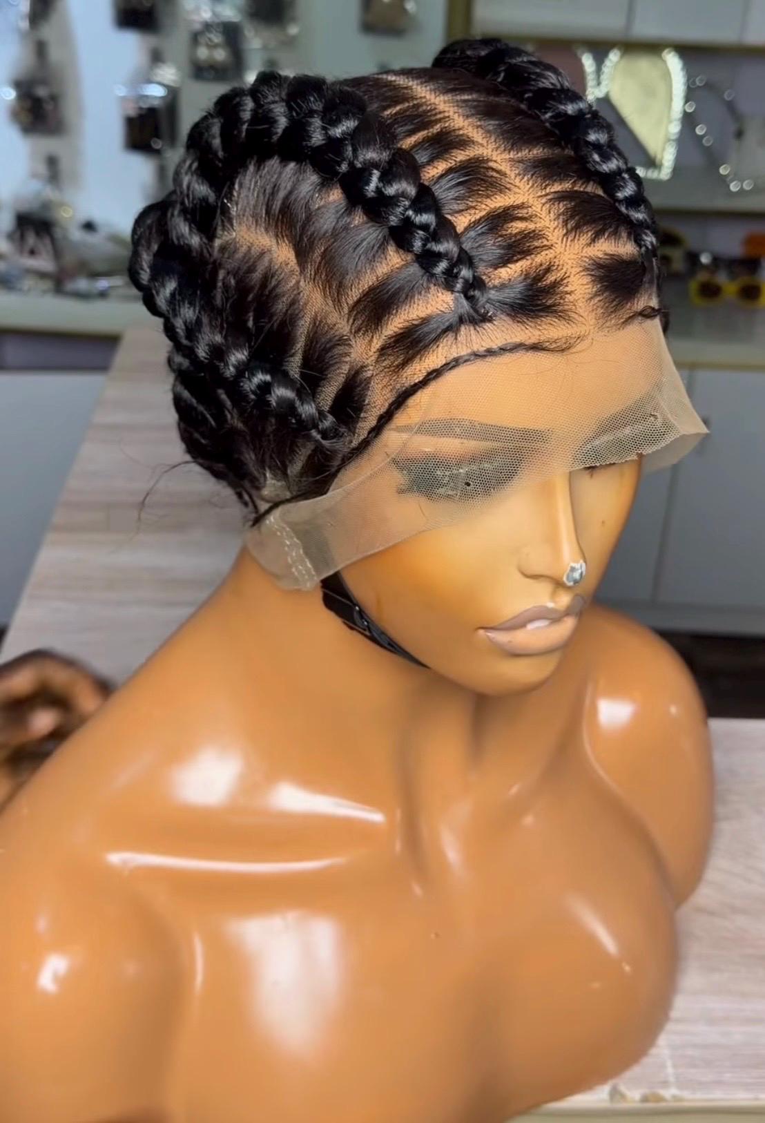 Handmade Cornrow Braided Wig | Natural Scalp, Low Bun - Etsy