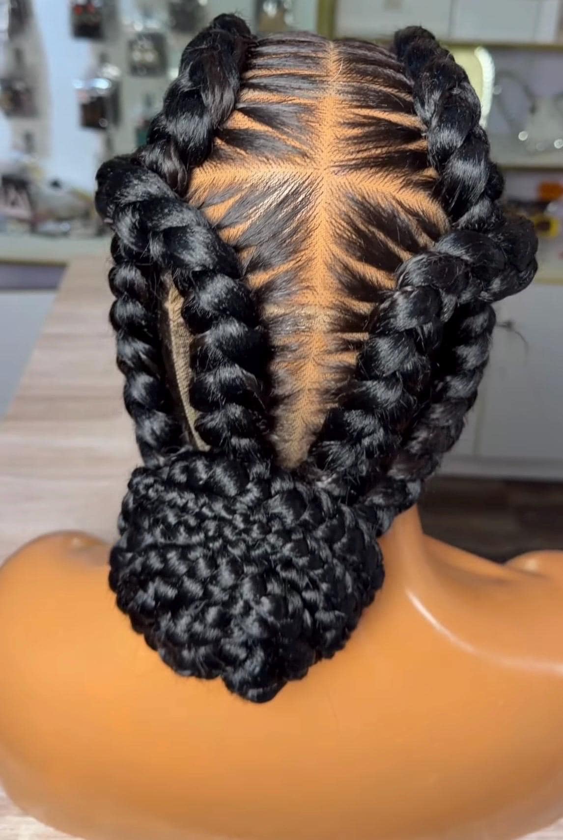 Handmade Cornrow Braided Wig | Natural Scalp, Low Bun - Etsy