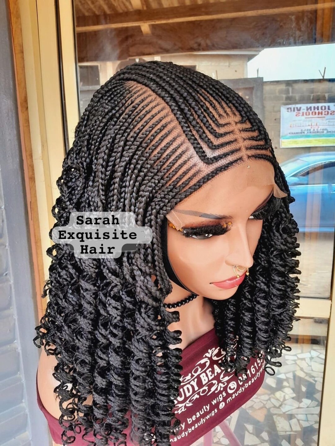 Cornrow Twist Braided Wig, Senegalés Twisting, With 5by5 Closure, Human ...