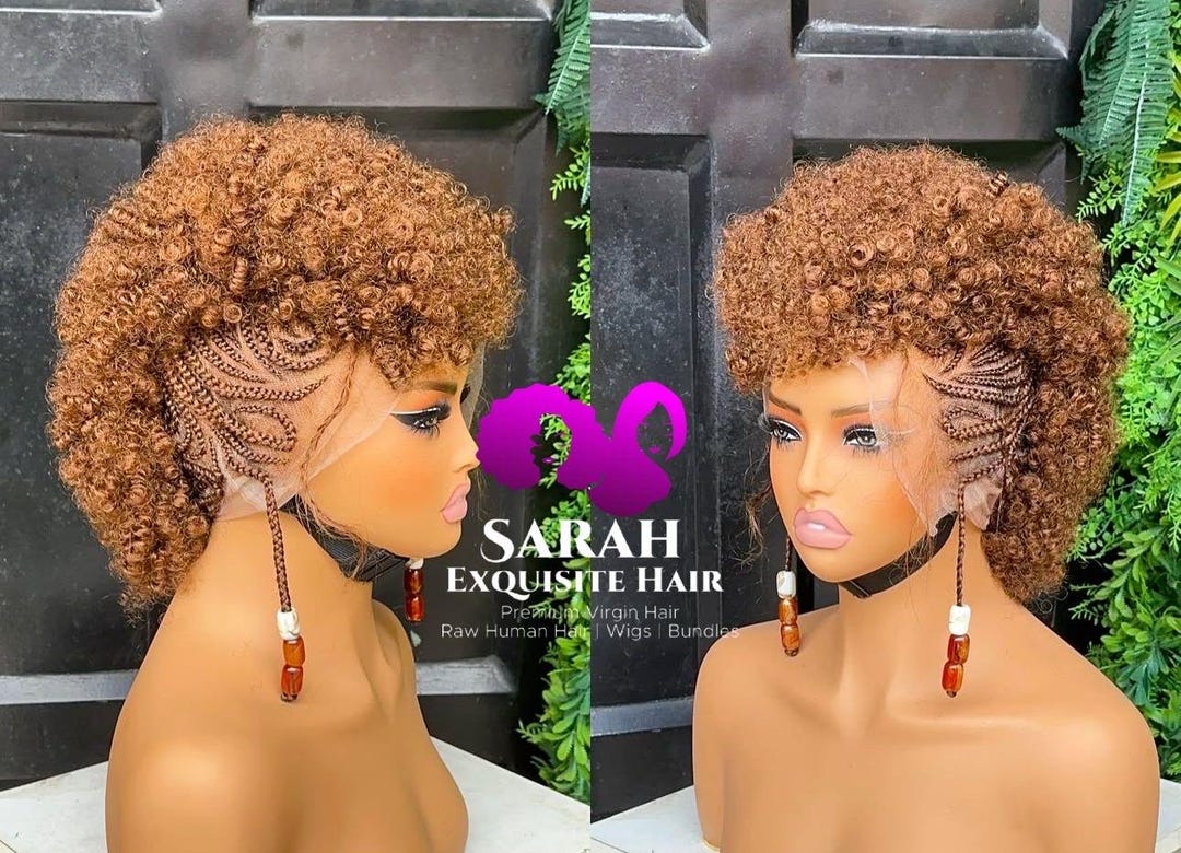 African Braided Wig, Human Hair, Jerry Curls, Kongo Braids - Etsy