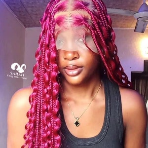 Cornrows Twist, Trending Braids, Red Color Wig for Black Women ...