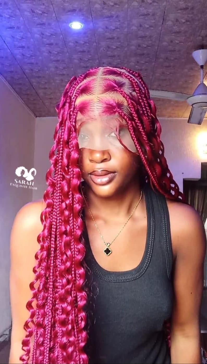 Cornrows Twist, Trending Braids, Red Color Wig for Black Women ...