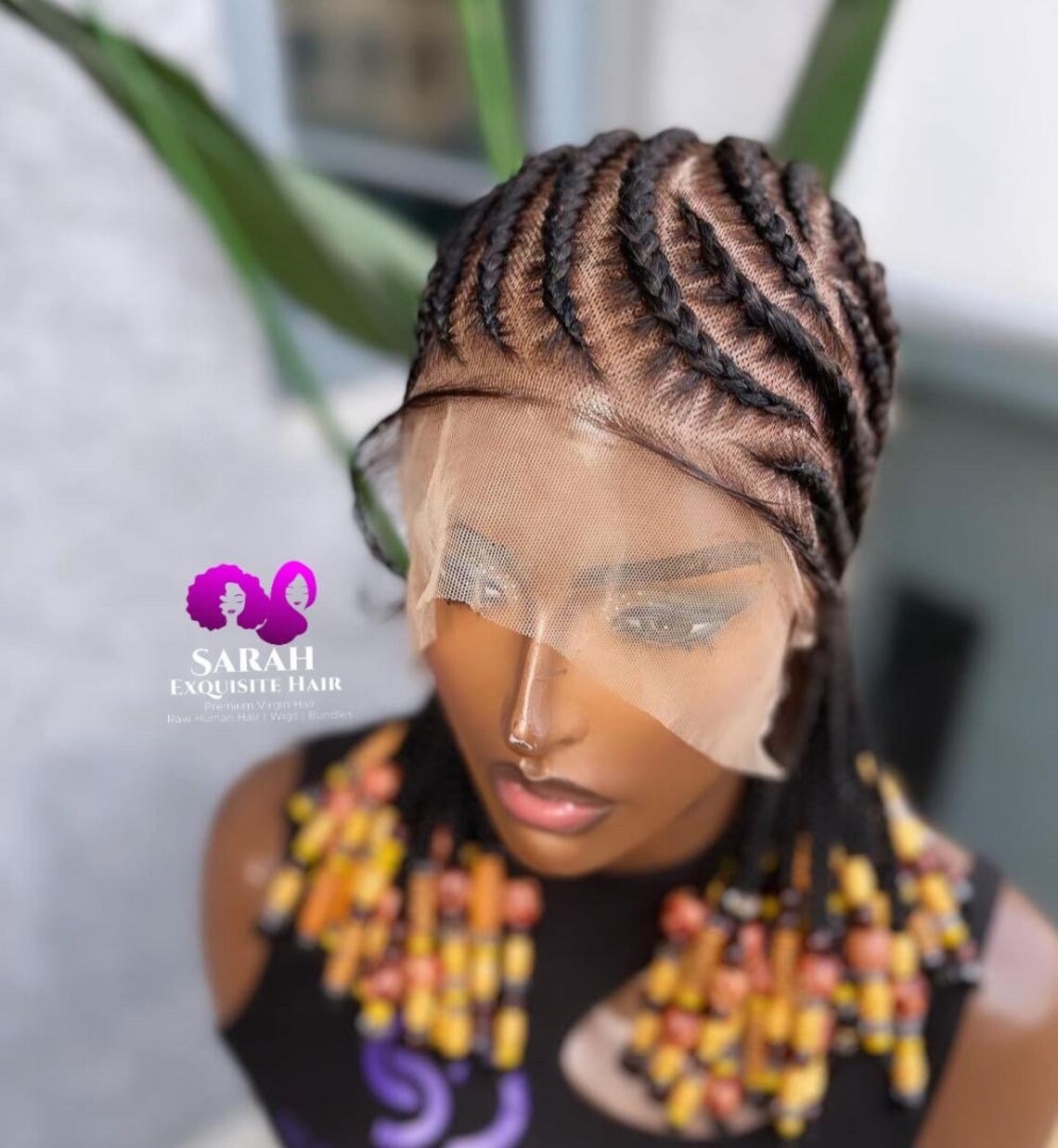 Full Lace Allback Braided Wig With Beads - Etsy