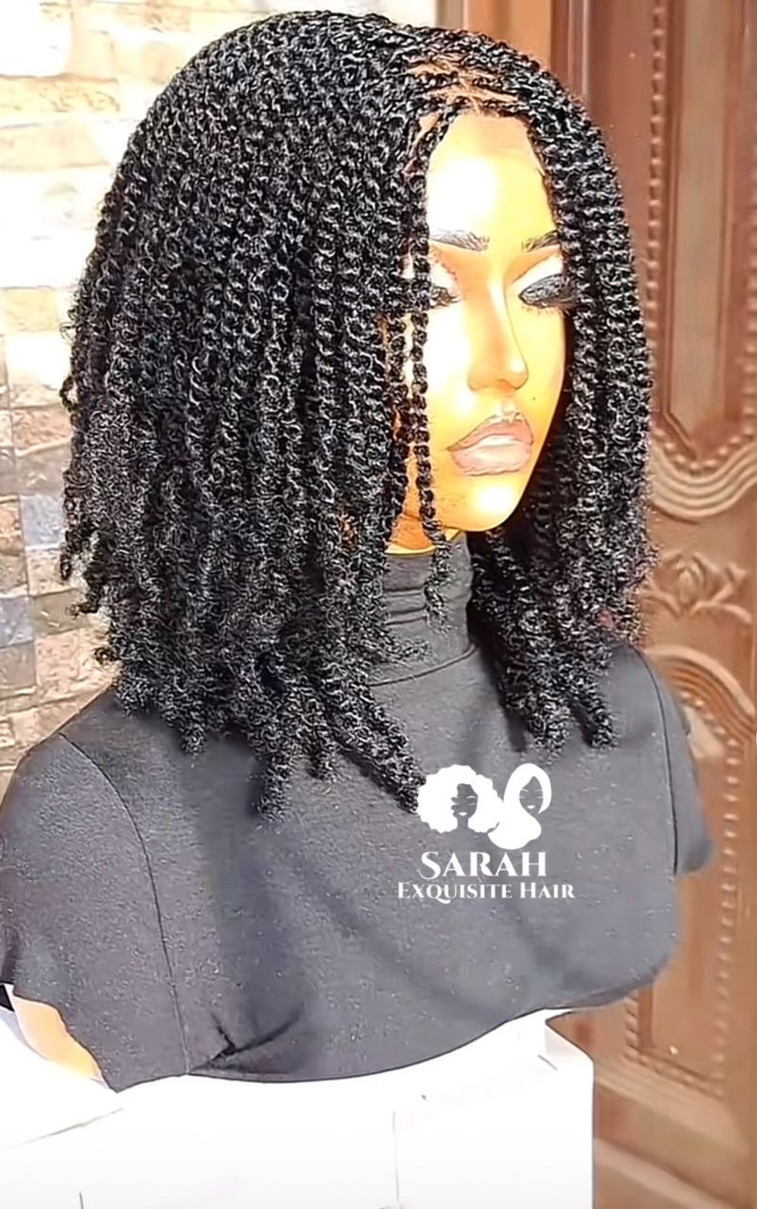 Kinky Twist, Kinky Twisting Short Wig, Closure Braided Wig Lightweight ...