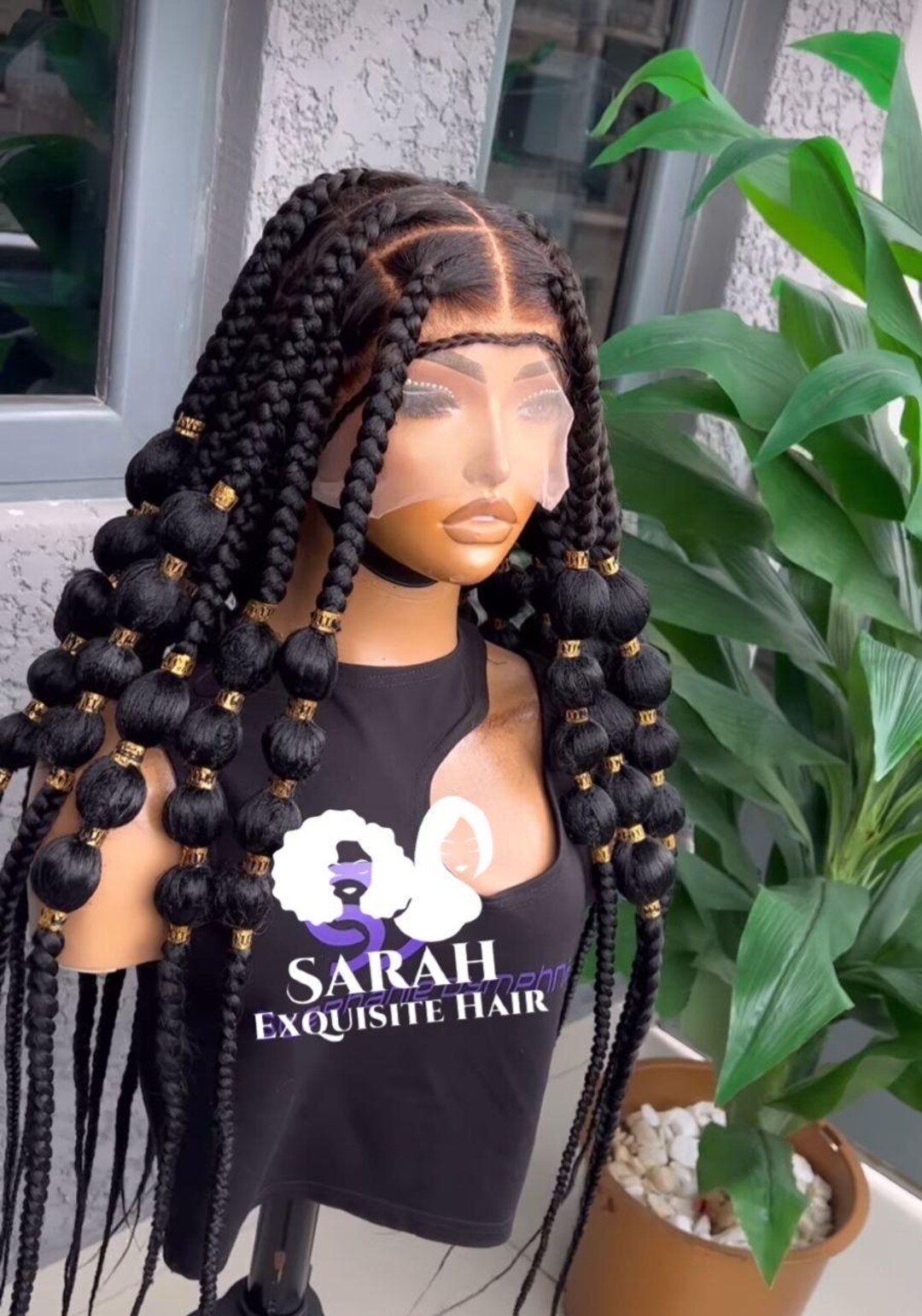 Bubble Buns Braided Wig: 26 Inch Human Hair Full Lace Wig - Etsy